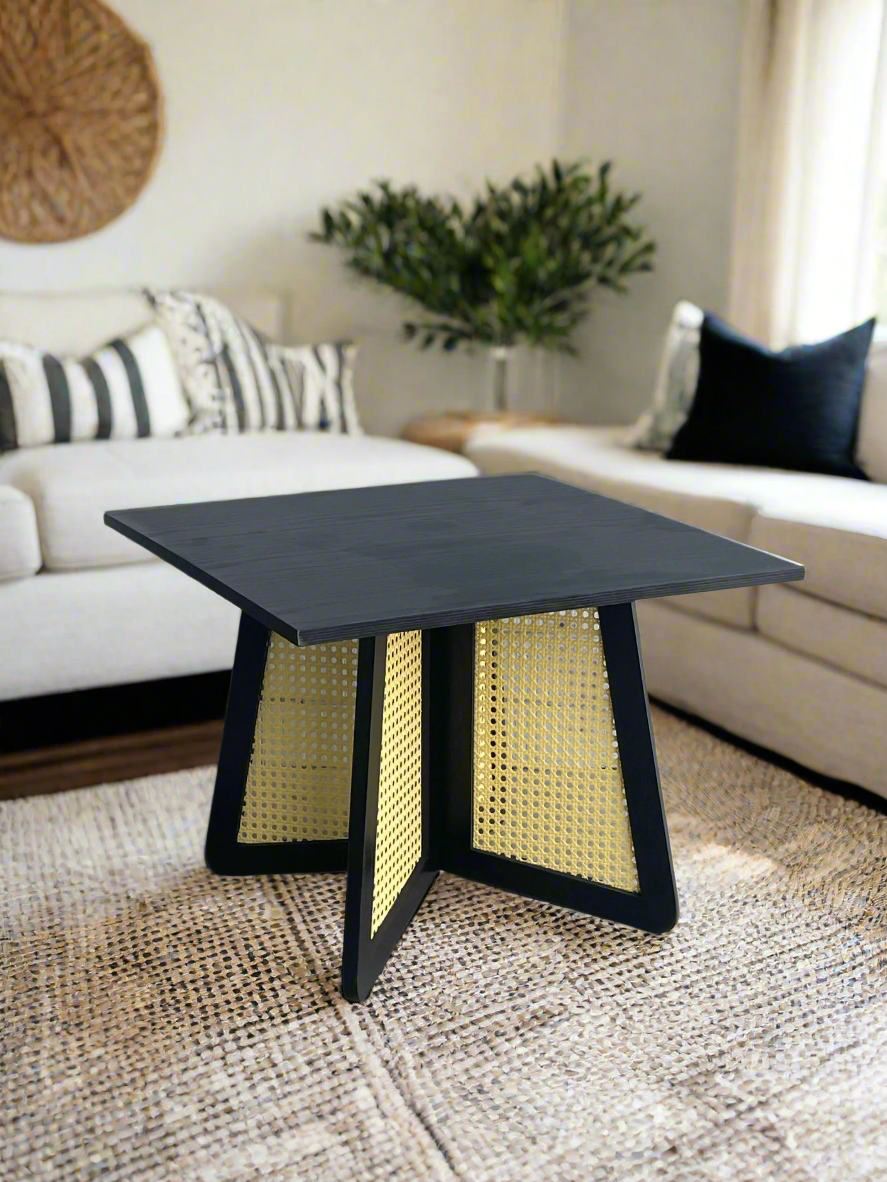 Shia Cane Square Black End Table – Statements by J