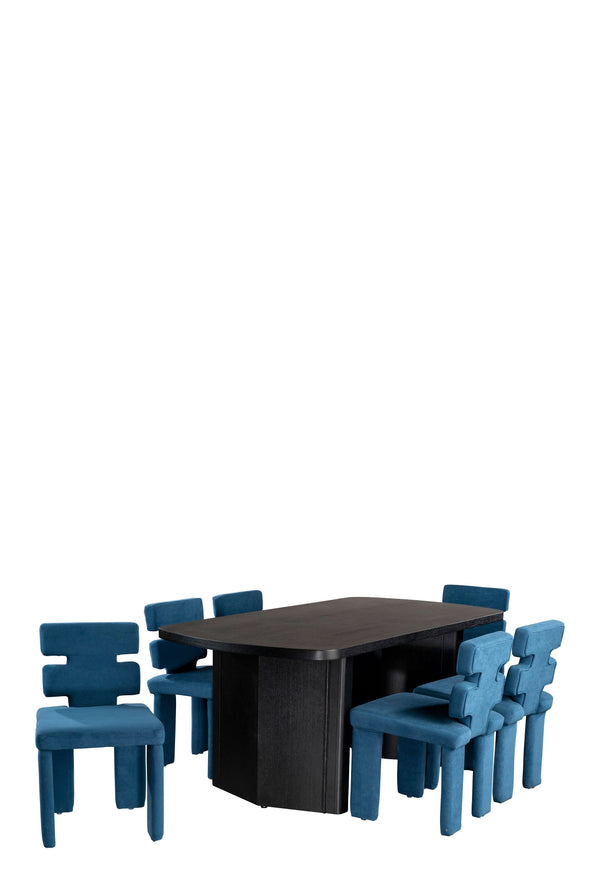 Mya Rectangular Dining Table Set for 6 in Blue – Statements by J